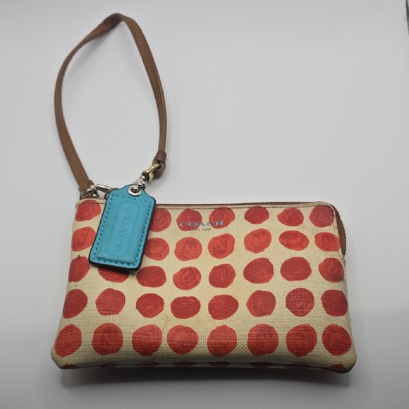 Coach | Bags | Coach Red Dot Wristlet With Blue Tag | Poshmark